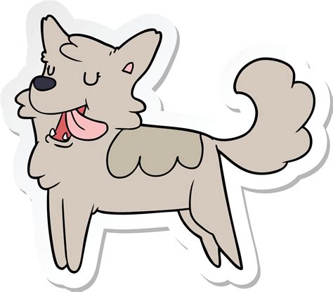 Sticker Of A Cartoon Happy Dog 11298786 Vector Art At Vecteezy