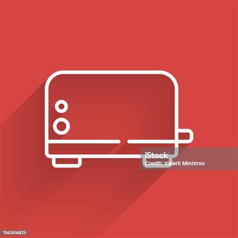 長い影で隔離された白い線のトースターアイコンベクトル おやつのベクターアート素材や画像を多数ご用意 おやつ アイコン