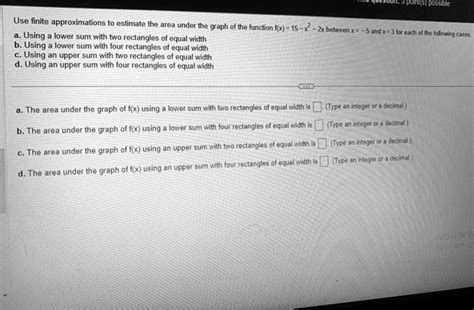 Solved Tu S Possible A Using A Lower Sum With Two Rectangles Of