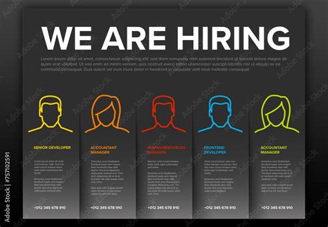 We Are Hiring Dark Minimalistic Flyer Template With Blocks Containing