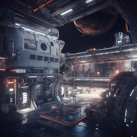 Premium Ai Image Futuristic Space Station Orbiting A Distant Planet