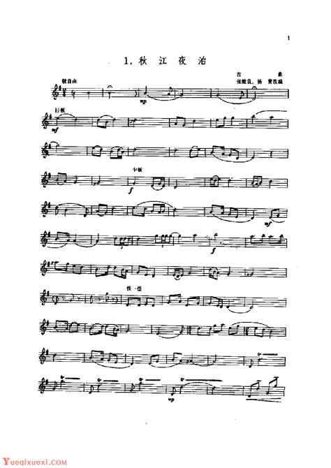 张维良箫曲集秋江夜泊 古曲洞箫五线谱 箫曲谱 乐器学习网