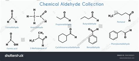 Aldehyde Compounds Set Formaldehyde Acetaldehyde Benzaldehyde Stock