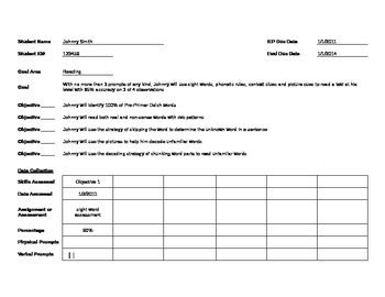 IEP Goal Data Sheet By Kathy Storm Teachers Pay Teachers