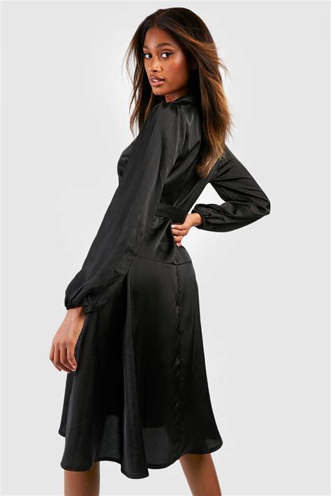 Satin Wrap Detail Midi Skater Dress Review Dresses Images 2024 Page 2
