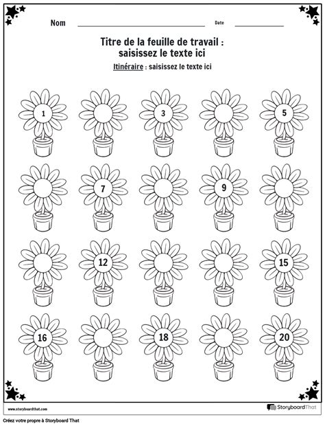 Feuille De Calcul Des Nombres Manquants Avec Des Fleurs Noir Et Blanc