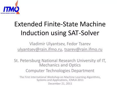 Ppt Extended Finite State Machine Induction Using Sat Solver