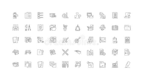 Editing Concept Illustration Linear Icons Line Signs Set Vector Collection Stock Vector