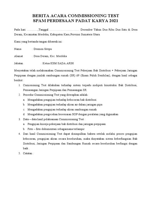 Ba Commissioning Test Pdf