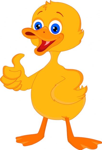 Premium Vector Cute Little Duck Cartoon Thumb Up