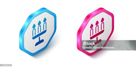Isometric Candelabrum With Three Candlesticks Icon Isolated On White
