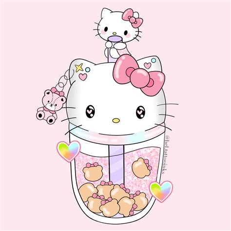 Hello Kitty Boba Hello Kitty Backgrounds Kitty Drawing Walpaper