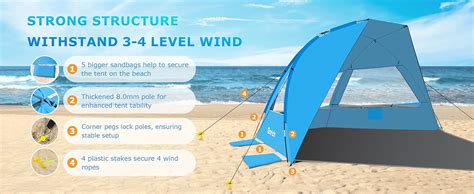 Gorich Portable Beach Tent For 34 56 7 Person With Upf 50