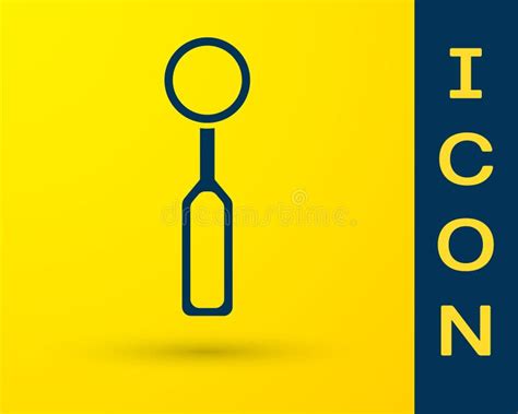 Blue Dental Inspection Mirror Icon Isolated On Yellow Background Tool