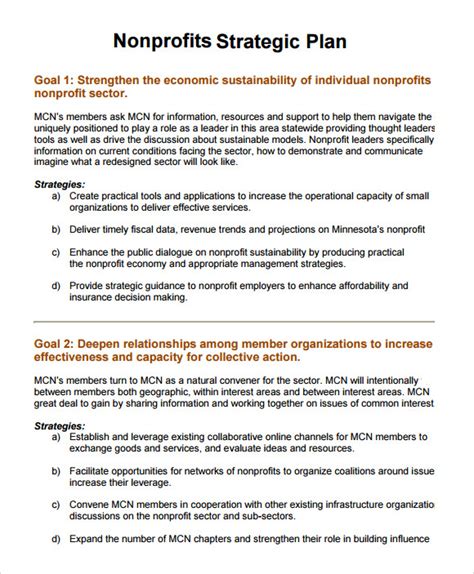 Strategic Planning Template Non Profit
