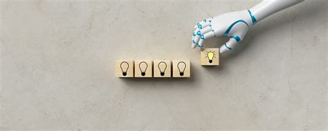 robot hand adding a cube with a bright lightbulb symbol to a stack of