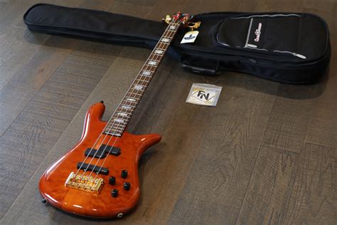 Spector Euro4 Lx 4 String Electric Bass Guitar Amber Stain Gig Bag
