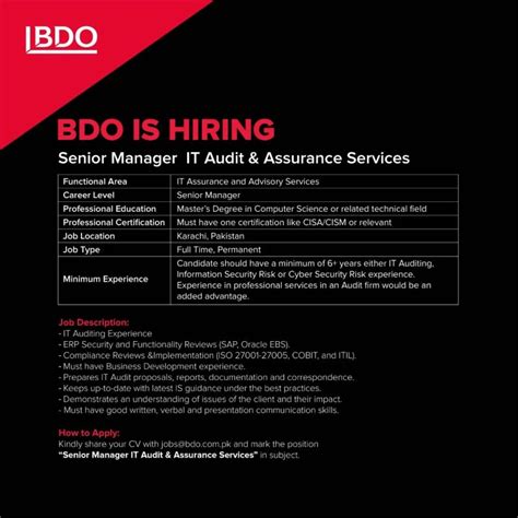 Talha Malik On Linkedin Bdo In Pakistan Is Hiring We Are Seeking