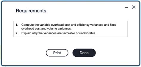 Solved Requirements 1 Compute The Variable Overhead Cost
