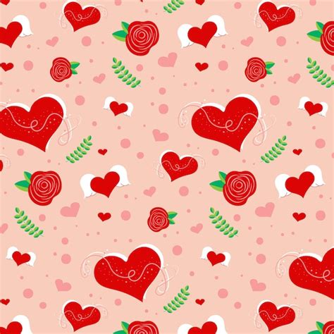 Corazones Festivos Con Flores Y Hojas Sobre Fondo Rosa En Estilo