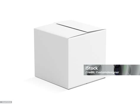 Mockup Kotak Kardus Persegi Putih Terisolasi Di Atas Putih Foto Stok