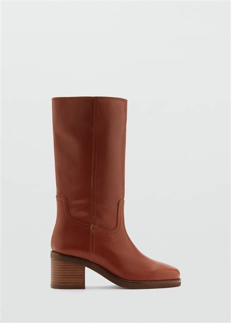 Leather Ankle Boots With Block Heel Women Mango Hong Kong Sar Of China