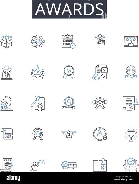 Awards Line Icons Collection Counting Summing Tabulating