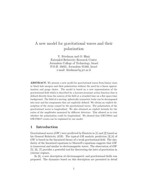 Pdf A New Model For Gravitational Waves And Their Polarization