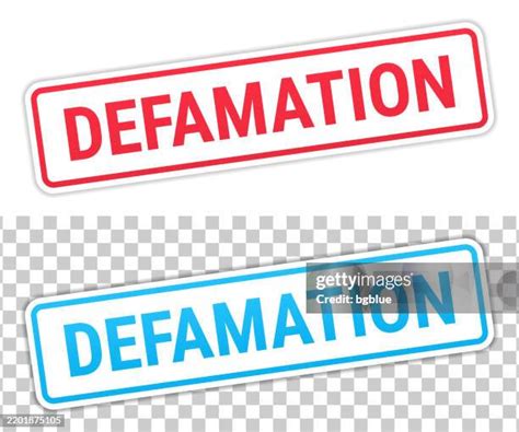 Defamation Red And Blue Labels On Blank Background High Res Vector