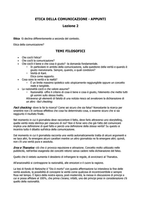 Etica Della Comunicazione Etica Della Comunicazione Appunti Lezione