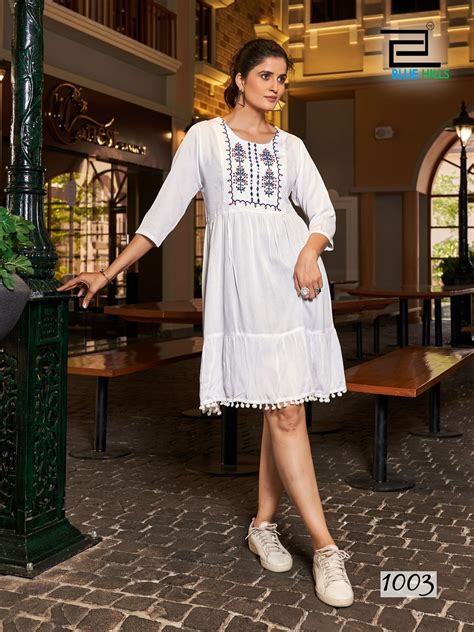 Blue Hills Ellie Wrinkle Rayon Designer Tunic Style Kurti Collection
