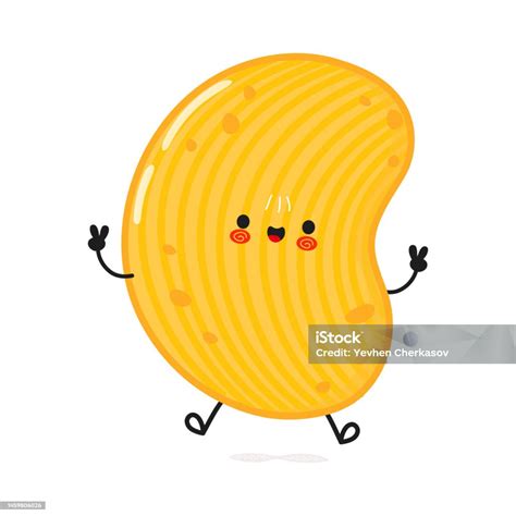 귀여운 재미있는 칩 점프 캐릭터 벡터 손으로 그린 만화 Kawaii 캐릭터 그림 아이콘입니다 흰색 배경에 격리 크리스프 캐릭터 컨셉 감자 요리에 대한 스톡 벡터 아트 및