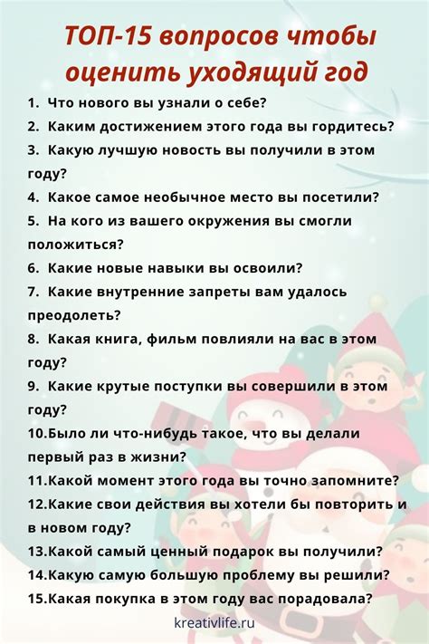 Чек лист вопросов для оценивания уходящего года Планировщик жизни Семейные новогодние