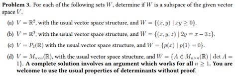 solved problem 3 for each of the following sets w