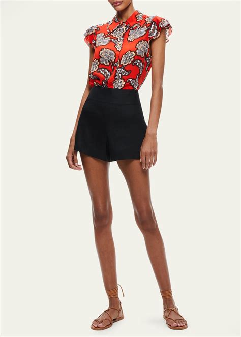 Alice Olivia Martel Flutter Sleeve Button Front Blouse Bergdorf Goodman