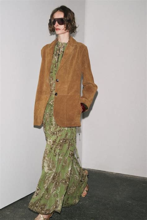 Zw Collection Limited Edition 100 Leather Blazer Sand Zara Australia