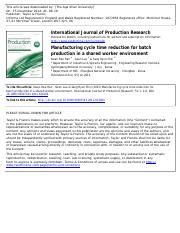 Downtime Reduction In Batch Production A Shared Worker Approach Course Hero