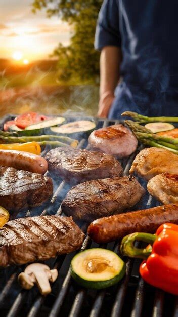 Premium Photo Grilling Meats And Vegetables