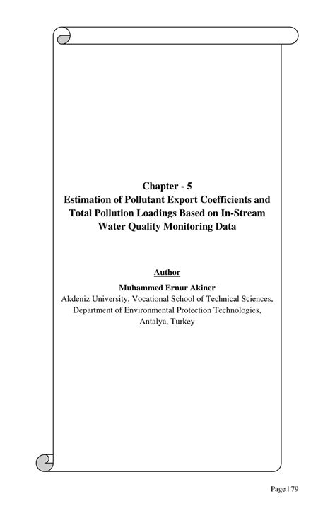 Pdf Estimation Of Pollutant Export Coefficients And Total Pollution