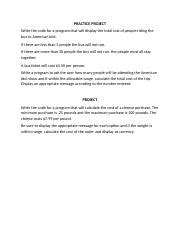 Unit1 Mod3 Project SimpleInstructions Docx PRACTICE PROJECT Write The Code For A Program That