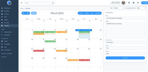 CRM Calendars For Tasks Opportunities SpotlerCRM