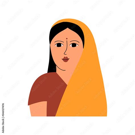 Indian Woman Portrait Vector Illustration In Flat Style Stock Vector
