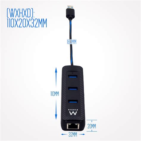 3 Port Usb 32 Gen1 Usb 30 Hub With Gigabit Network Port Ewent Eminent