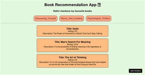Books Recommendation App Codesandbox
