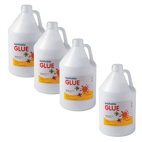 Fun Express Bulk 4 Pieces Washable Glue Gallon Bottles