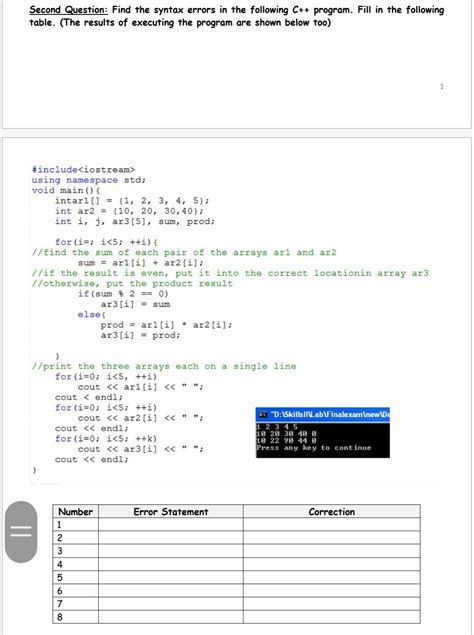 Solved Second Question Find The Syntax Errors In The