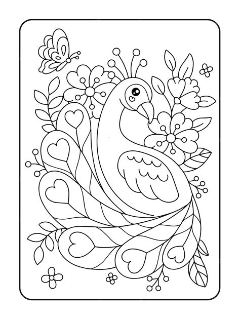 Premium Vector Peacock Doodle Coloring Page Illustration