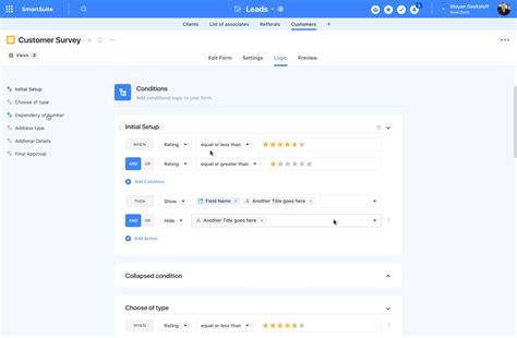 use of logic to determine when to display fields voters smartsuite