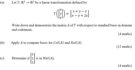 Solved A Let T R R Be A Linear Transformation Defined Chegg