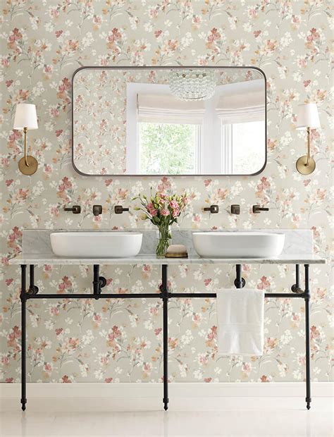 York Wallcoverings 4134 72524 Azalea Ruby Floral Branches Wallpaper